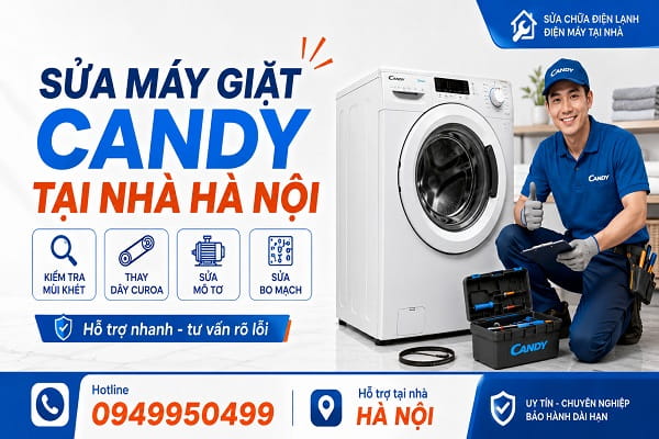 Nguyên nhân máy giặt Candy có mùi khét Và Cách xử lý an toàn
